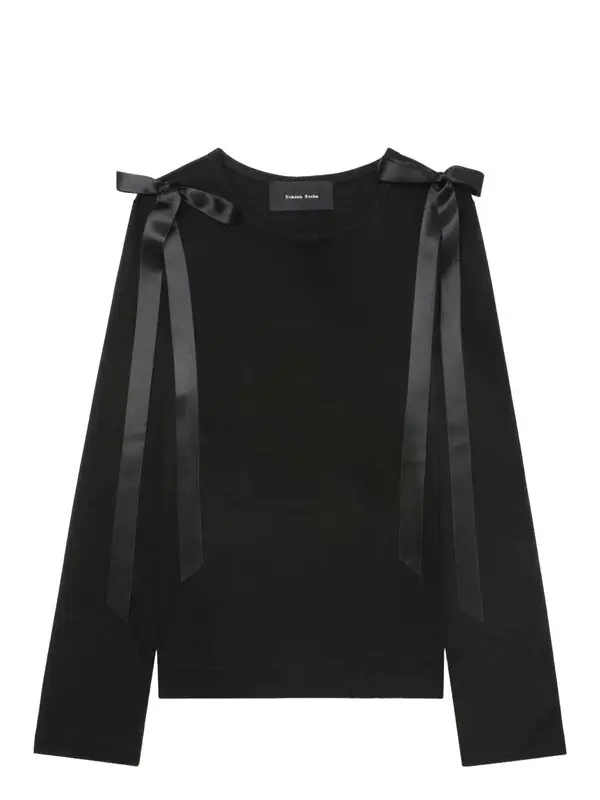 Simone Rocha Ribbon-detailed Long-sleeve T-shirt - Black