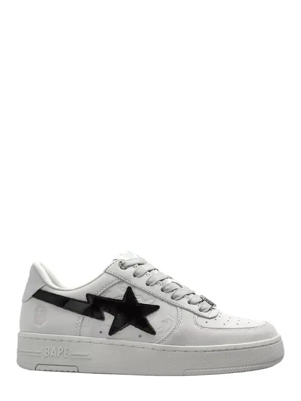A BATHING APE Sta Star-embellished Leather Sneakers - White