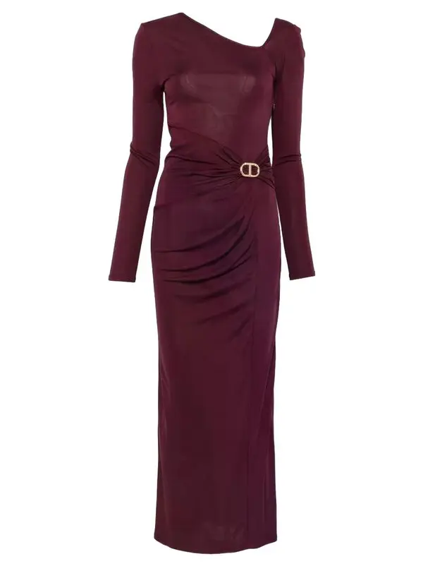TWINSET Draped Asymmetric Maxi Dress - Purple