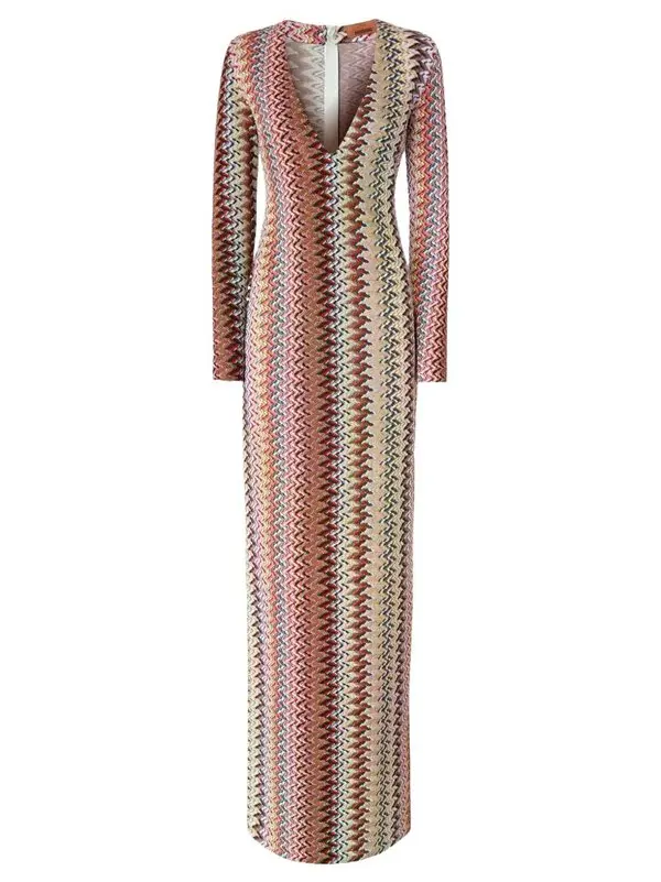 Missoni Chevron-pattern Maxi Dress - Brown
