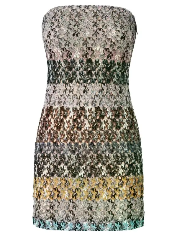 Missoni Strapless Embellished Mini Dress - Brown