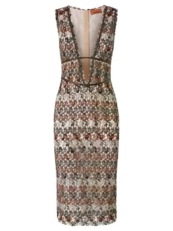 Missoni Floral V-neck Midi Dress - Neutrals
