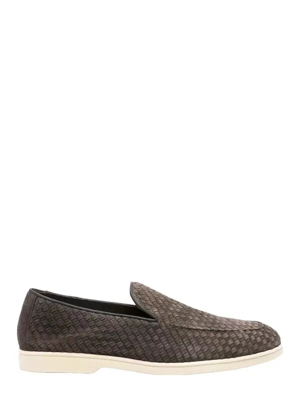 DOUCAL'S Woven Suede Loafers - Brown