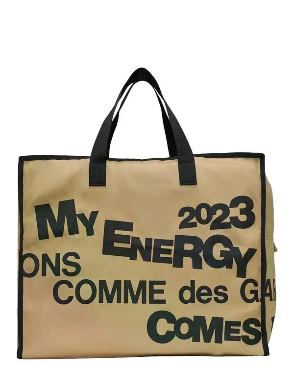 Comme Des Garçons Logo Cotton Tote Bag - Neutrals