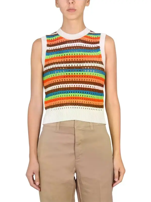 DEPARTMENT 5 Striped Crochet Top - White