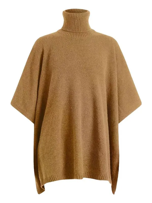 LINNEA LUND Angela Cashmere Turtleneck Poncho - Brown