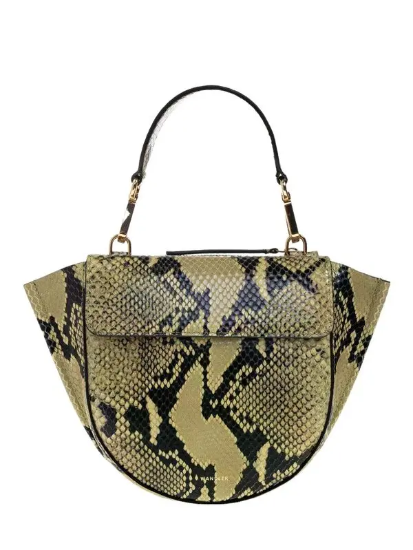 WANDLER Mia Snakeskin Tote Bag - Green