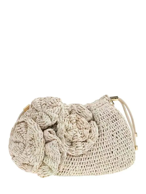 Ulla Johnson Lali Rose-detail Crochet Clutch - Neutrals