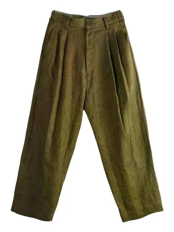ZIGGY CHEN Patterned Pleated Trousers - Green