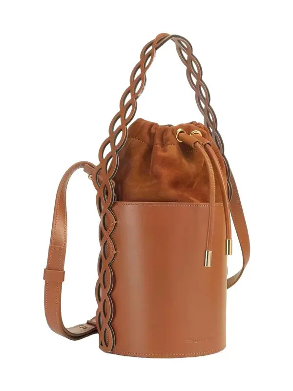 SERGIO ROSSI Sr Mermaid Braided Leather Bucket Bag - Brown