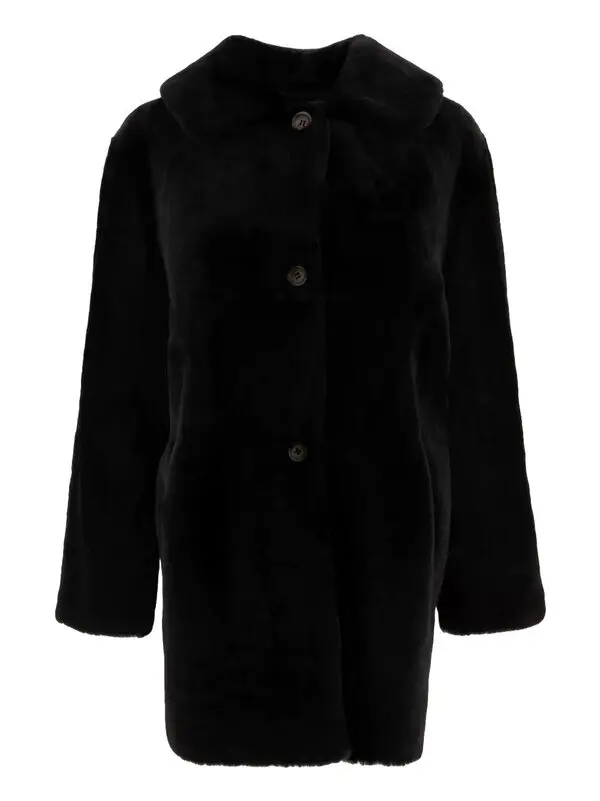 B&W Button-fastening Coat - Black