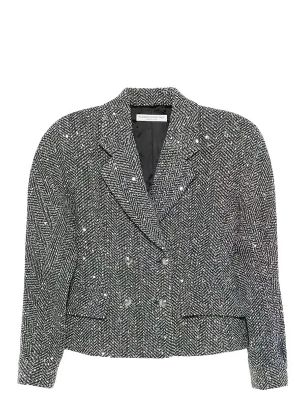 Alessandra Rich Sequin-embellished Herringbone Jacket - Grey