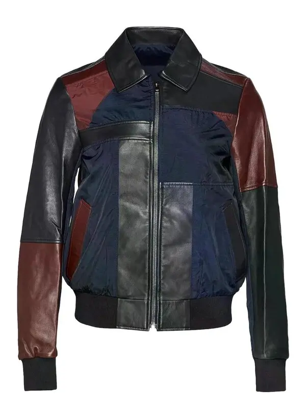 JIL SANDER Leather-patchwork Bomber Jacket - Black