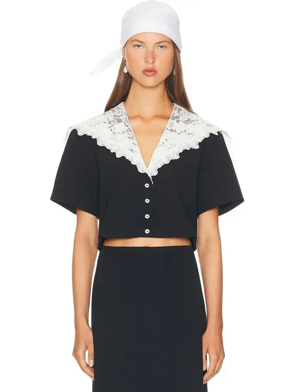 HELSA The Sailor Shirt With Lace Collar - Black