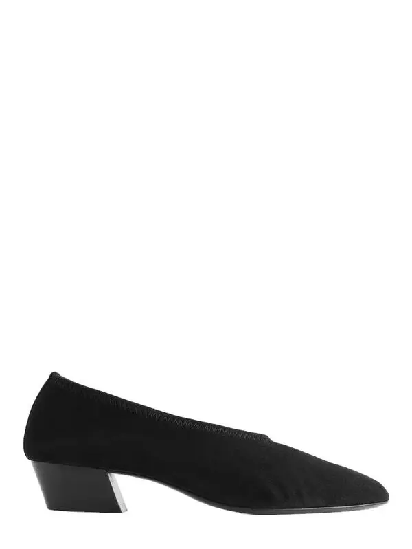 Cos Suede Heeled Ballerinas - Black