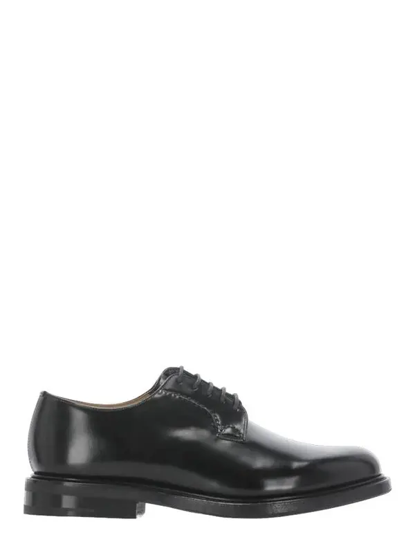 Church's Leather Lace Up Flat Shoes - Black