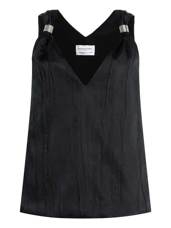 Brandon Maxwell The Drew Satin Tank Top - Black