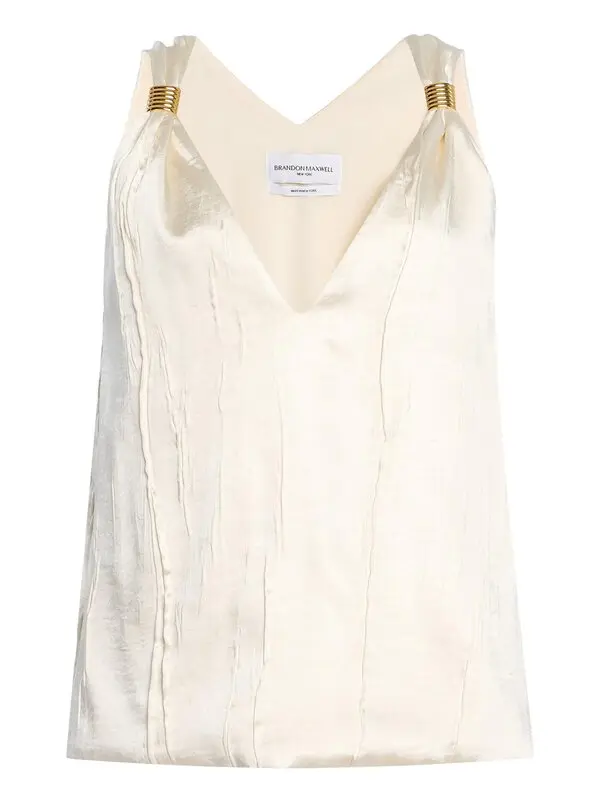Brandon Maxwell The Drew Satin Tank Top - Ivory