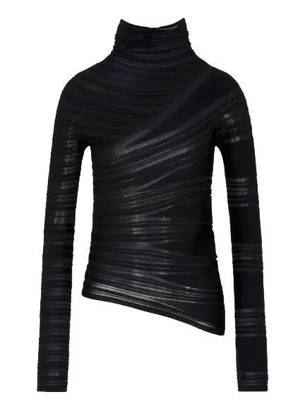 Giorgio Armani Viscose And Virgin Wool Mock-neck Jumper - Black