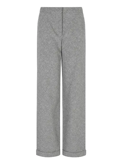 Emporio Armani Icon Chevron Viscose-blend Trousers - Black / White / Pink / Gray
