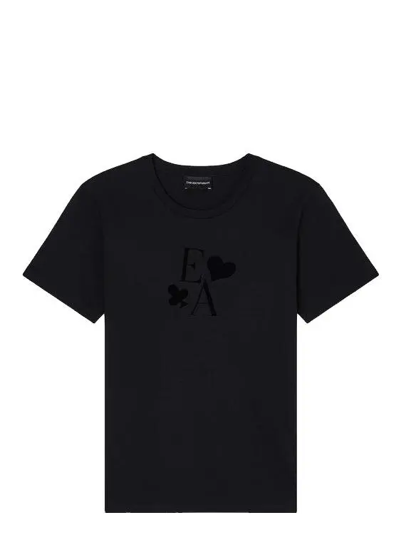 Emporio Armani Jersey T-shirt With Flocked Logo - Black