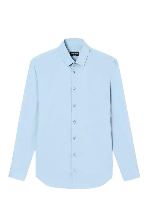 Giorgio Armani Slim-fit Shirt In Cotton Poplin - Blue