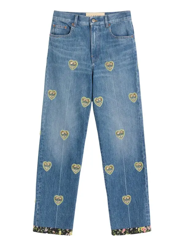 Valentino Garavani Straight Embroidered Jeans - Blue