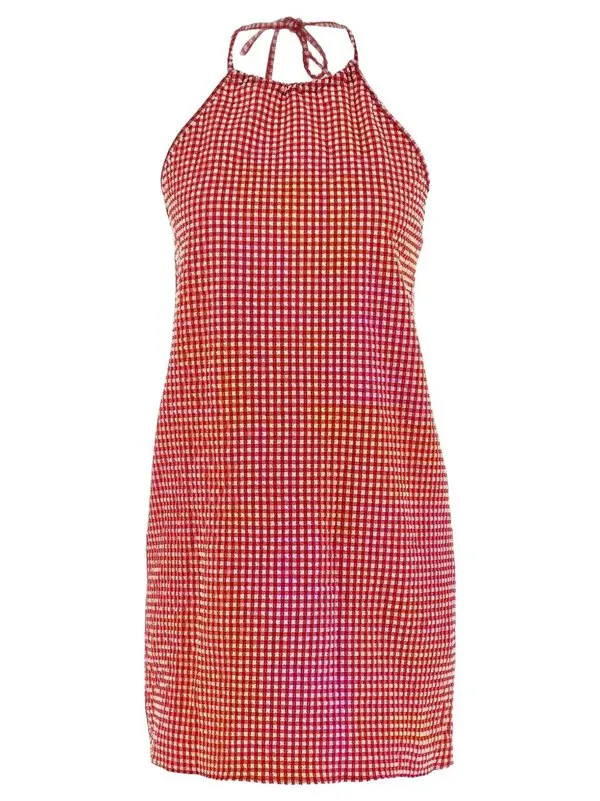 Hunza G Halterneck Gingham Mini Dress - Red