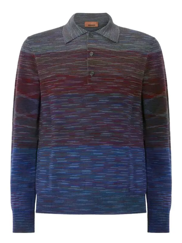 Missoni Ombre-effect Striped-pattern Polo Shirt - Blue