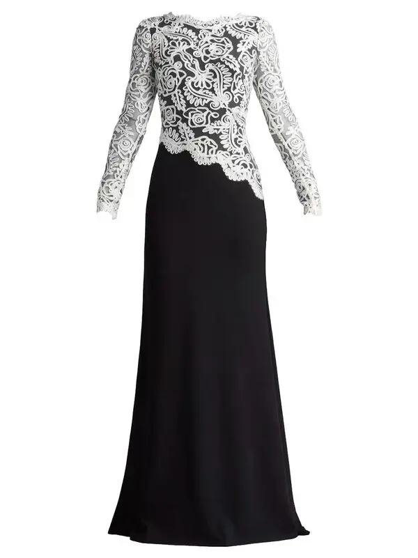 Tadashi Shoji Lace-insert Long Dress - Black