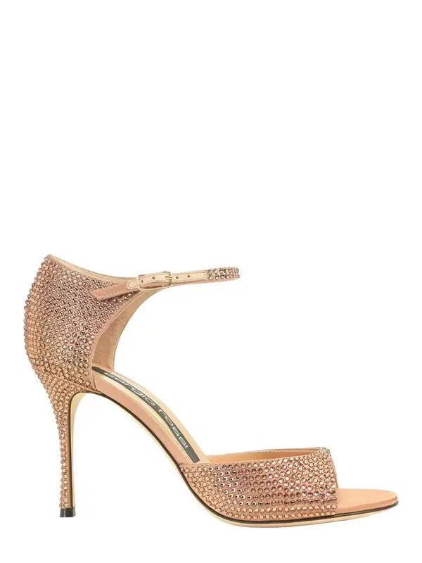SERGIO ROSSI 75mm Godiva Crystal-embellished Sandals - Neutrals