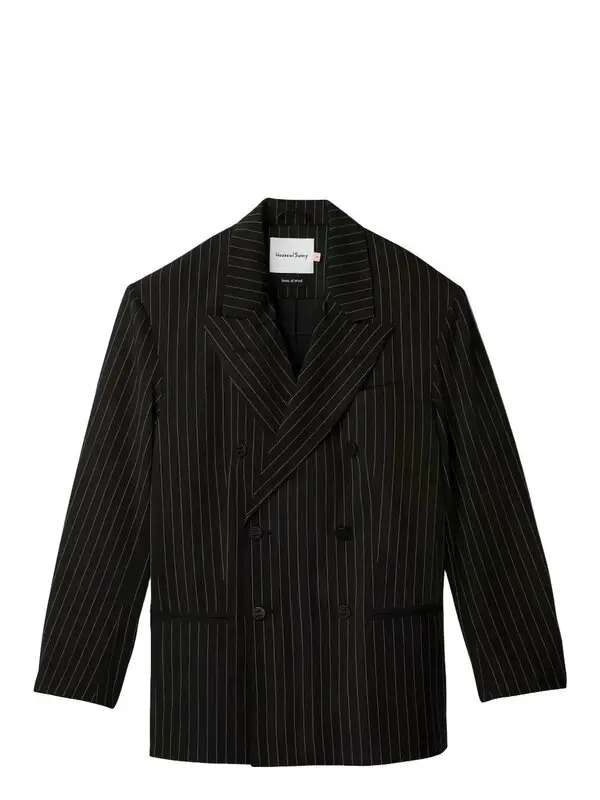 HOUSE OF SUNNY Pinstripe Double-breasted Blazer - Black
