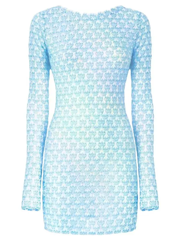 Missoni Crochet Long-sleeve Mini Dress - Blue