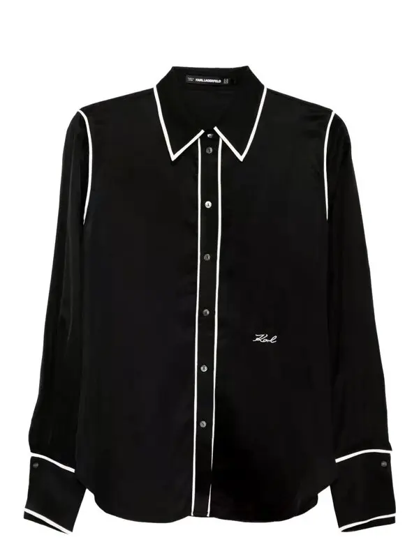 Karl Lagerfeld Contrast Piping Blouse - Black