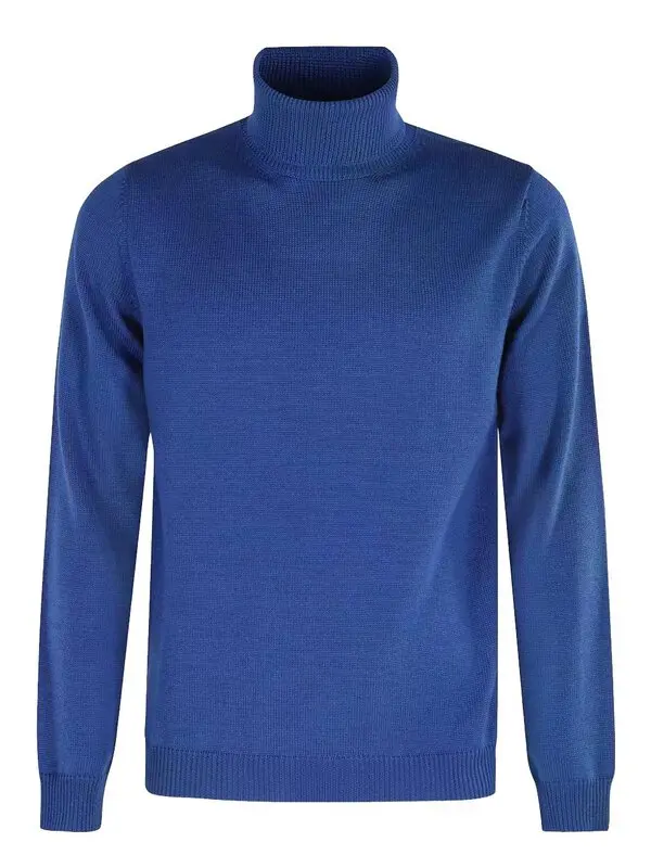 ROBERTO COLLINA Turtleneck Ribbed Sweater - Blue