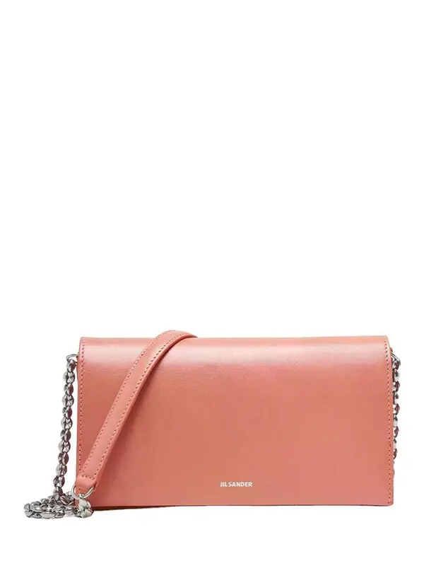 JIL SANDER Leather Crossbody Bag With Chain Strap - Pink