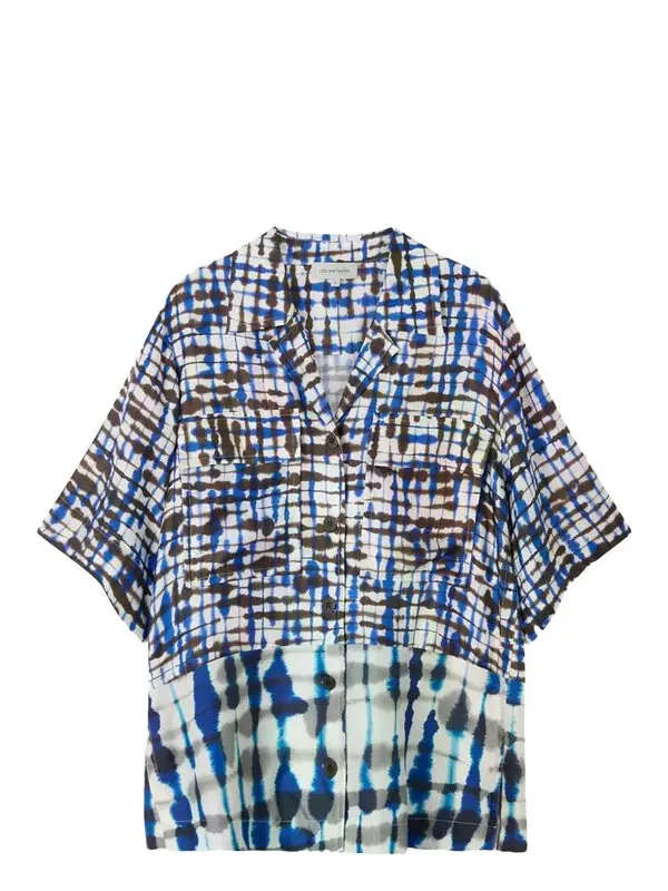 LEE MATHEWS Tie-dye Patterned Shirt - Blue