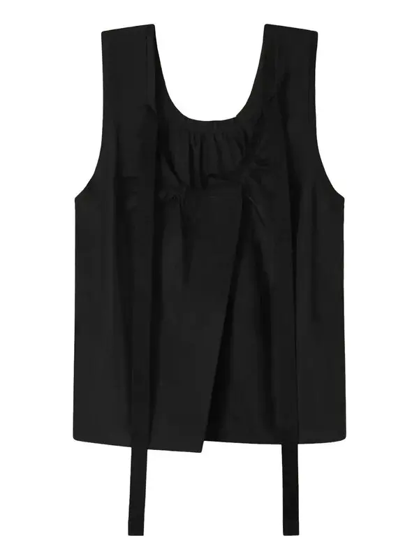 LEE MATHEWS Tie-front Ruffled Top - Black