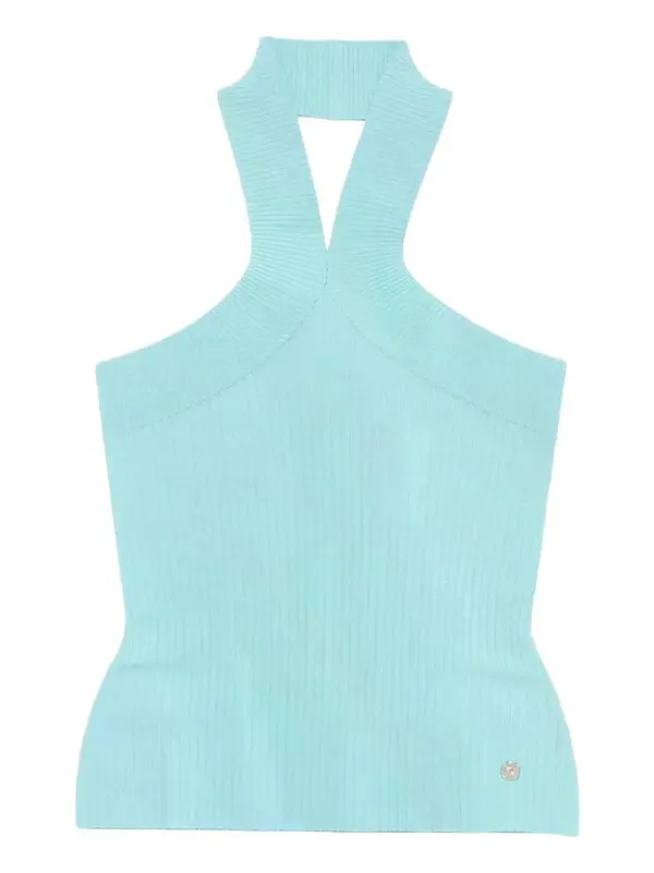 Karl Lagerfeld Halterneck Knit Tank Top - Blue