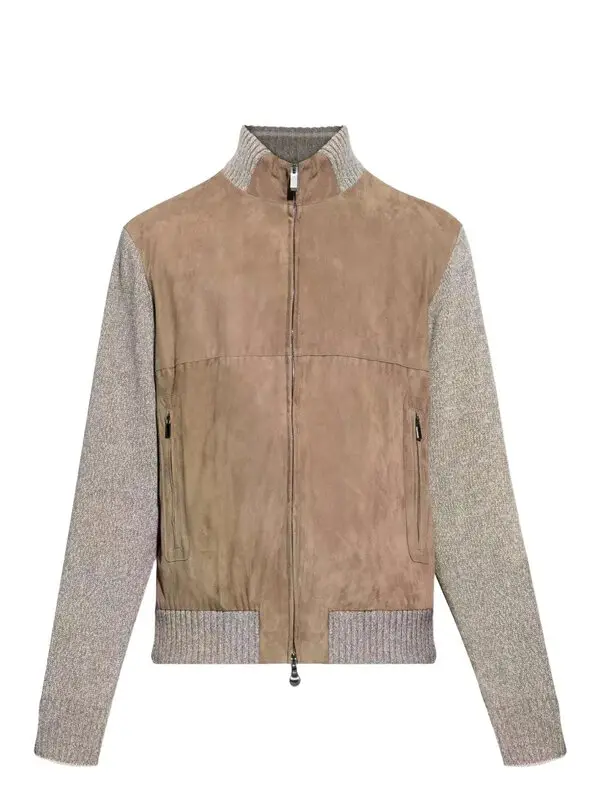 Paul & Shark Suede Wool-paneled Bomber Jacket - Neutrals