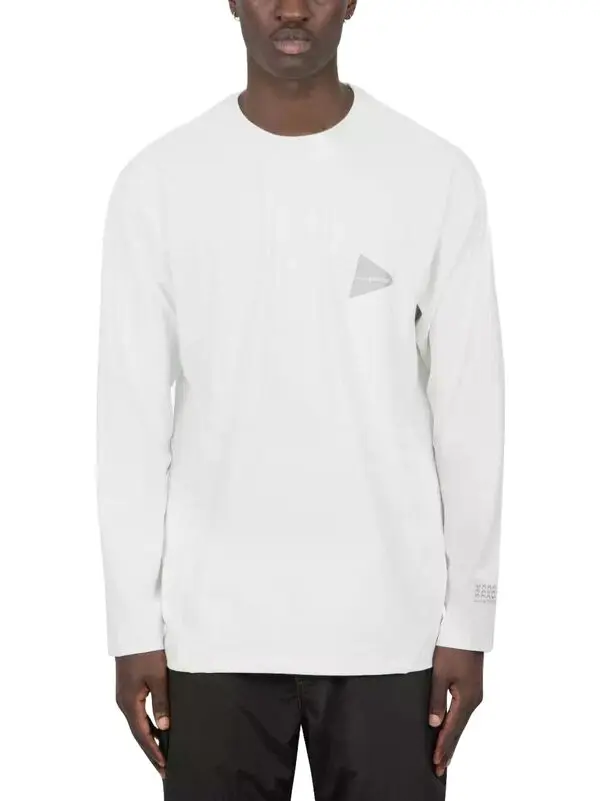 AND WANDER Logo-triangle Long-sleeve T-shirt - White