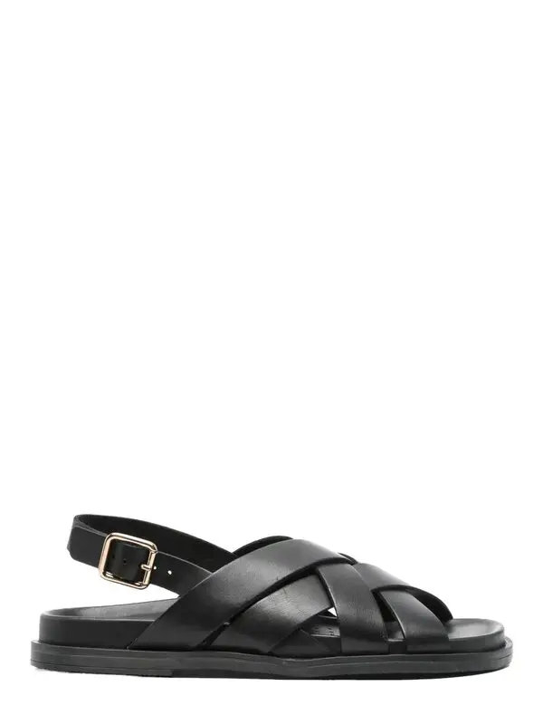Geox Adelash Crossover Leather Sandals - Black