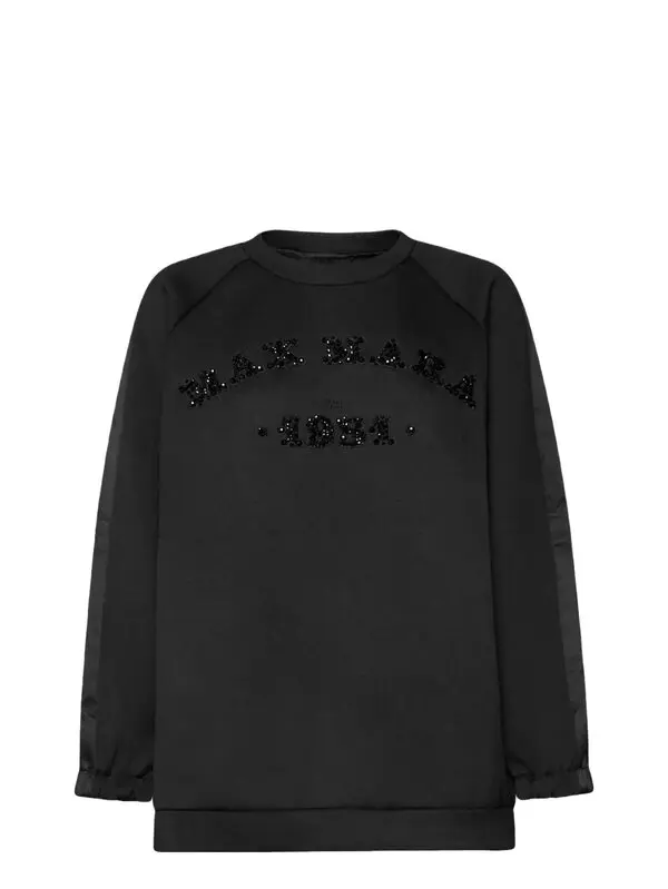 Max Mara Embellished Satin-panel Sweatshirt - Black