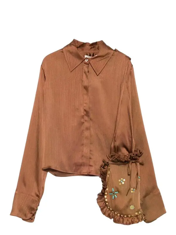SIEDRES Pointed-collar Buttoned Blouse - Brown