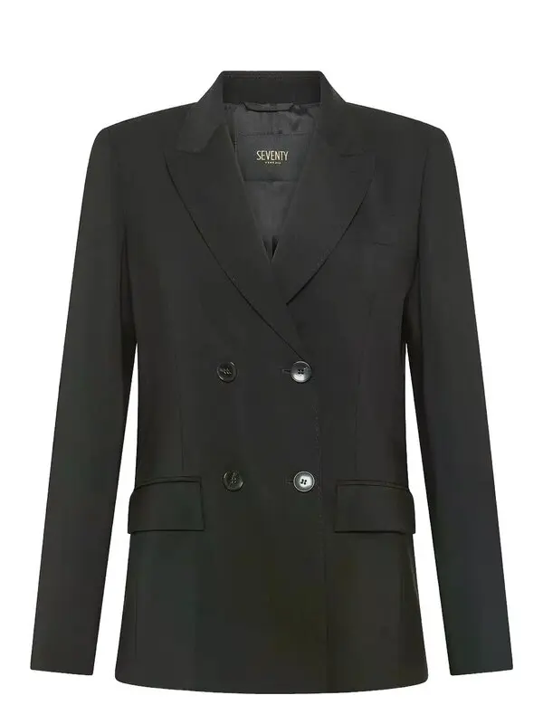 Seventy Double-breasted Jacket With Three-quarter Sleeves - Black