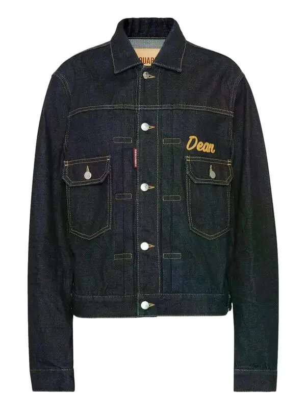 Dsquared2 Embroidered Denim Trucker Jacket - Blue
