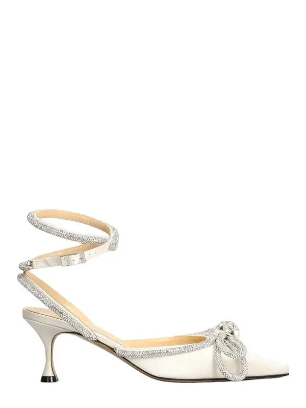 Mach & Mach Silk Pumps With Bow Detail - White