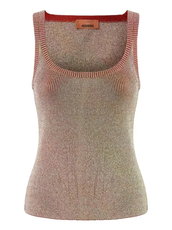 Missoni Metallic Ribbed Top - Red