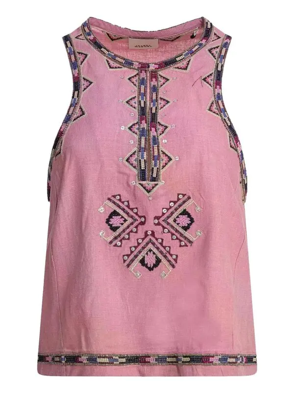 Isabel Marant Embroidered Sleeveless Top - Pink