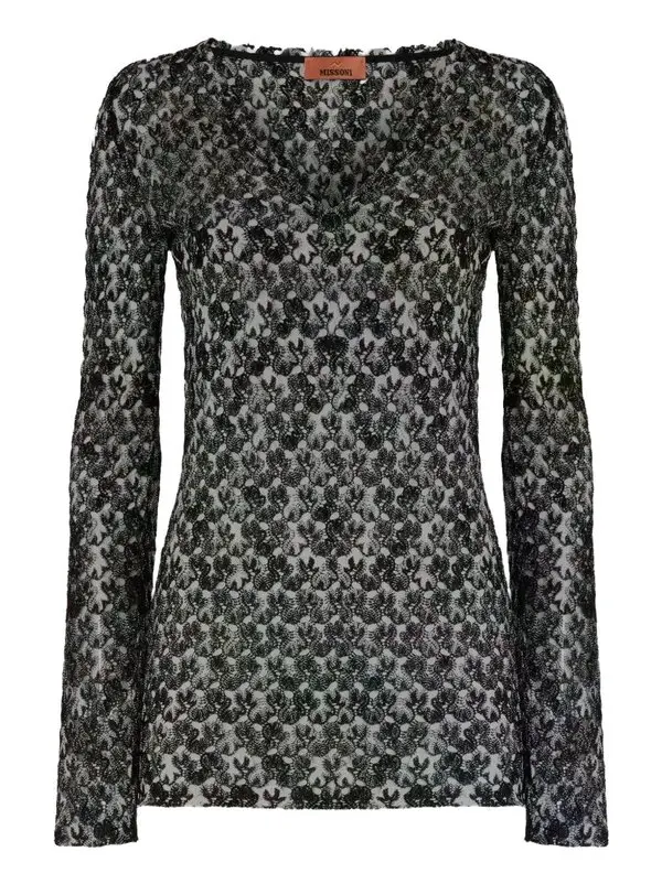 Missoni Floral Lace Long-sleeve Top - Black